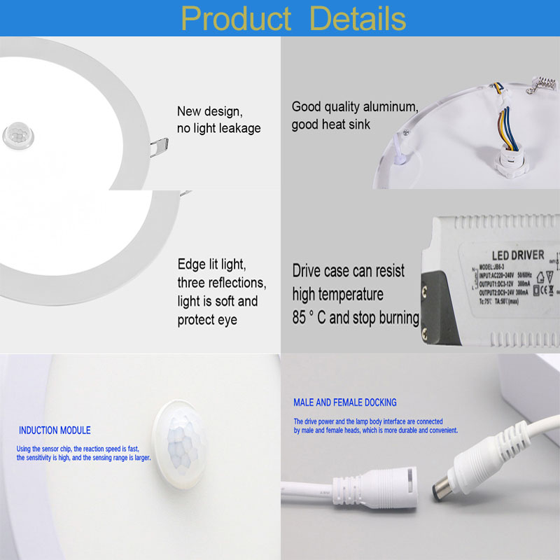PIR Motion Sensor Round Recessed Led Panel Light - Buy Round Recessed ...