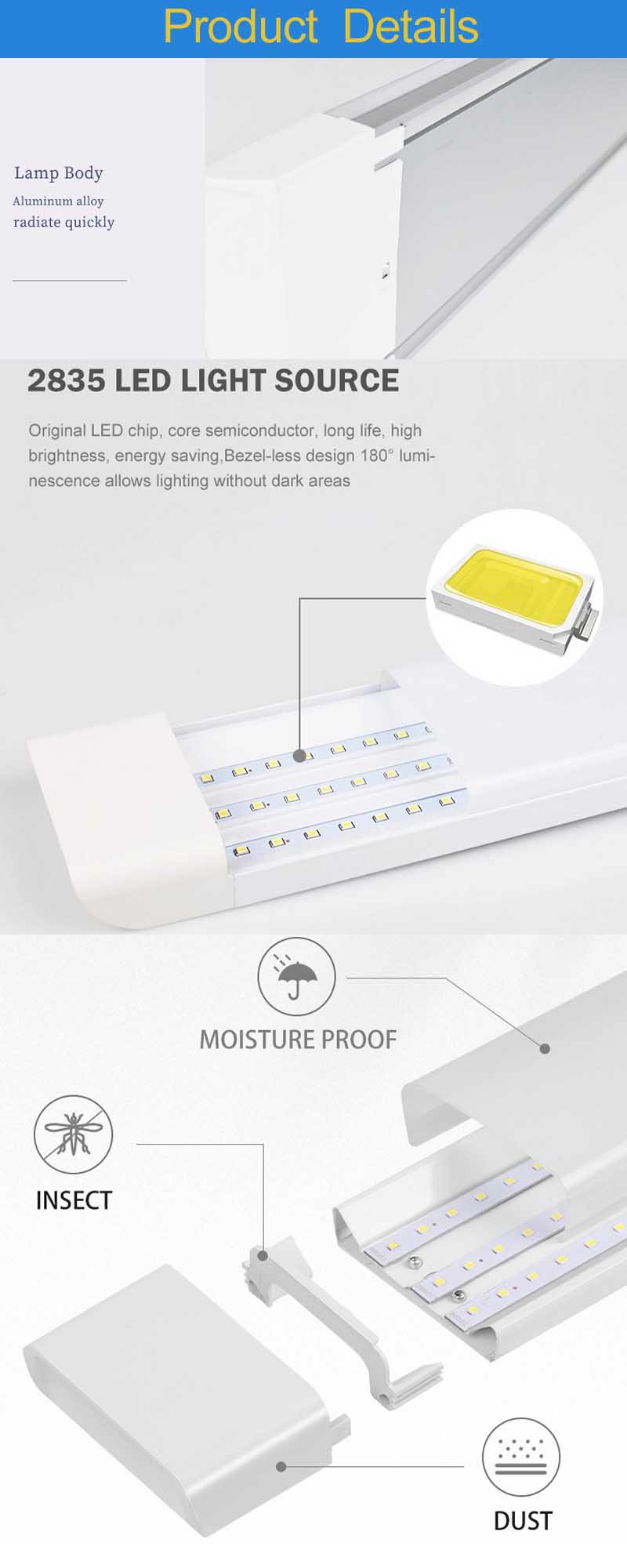 Square LED Batten Light - Buy waterproof batten light, Square LED ...