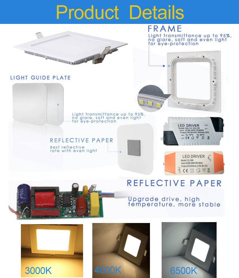 Square Slim Recessed Led Panel Light Ceiling Lamp - Buy panel light ...